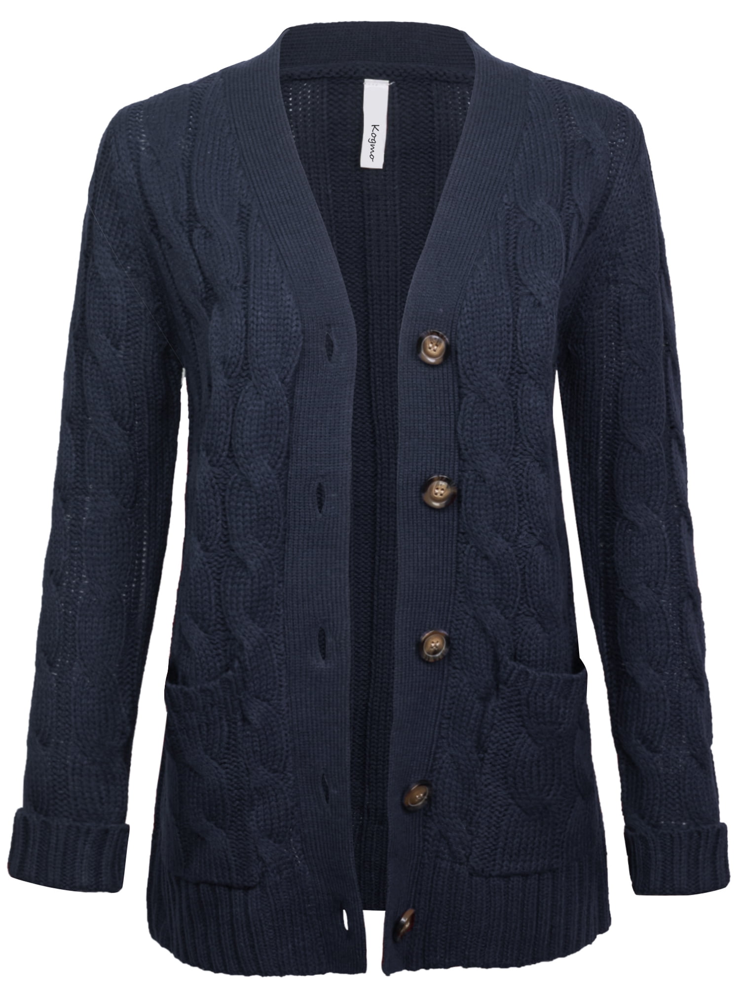 KOGMO Womens Cable Knit Sweater Cardigans with Buttons and Pockets ...