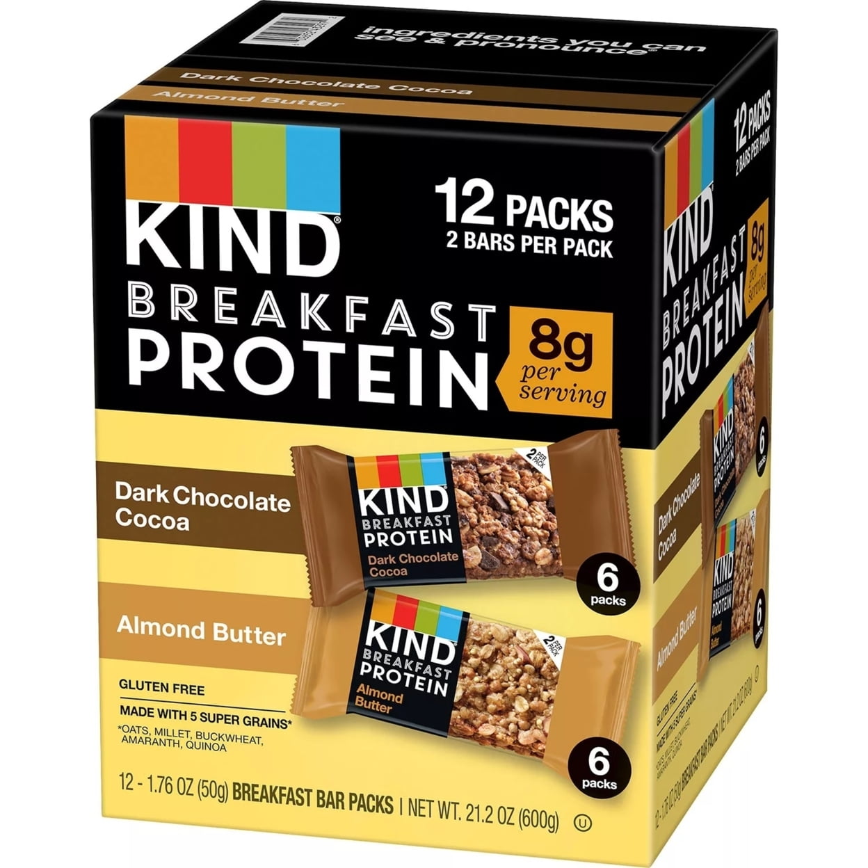 KIND Breakfast Protein - Dark Chocolate Cocoa & Almond Butter, 1.76 Oz ...