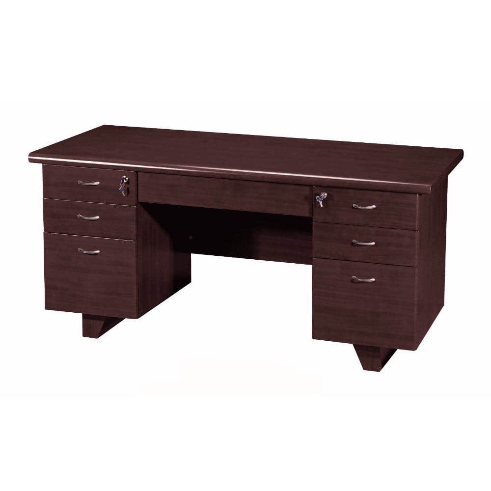 Office Desk With Two Built in Cabinets, Brown - Walmart.com - Walmart.com