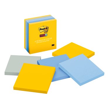 Post-it Super Sticky Notes, 3" x 3, White, 90 Sheets/Pad, 5 Pads ...