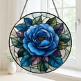 Purple Rose Stained Glass Style Suncatcher – Round Floral Window Decor ...