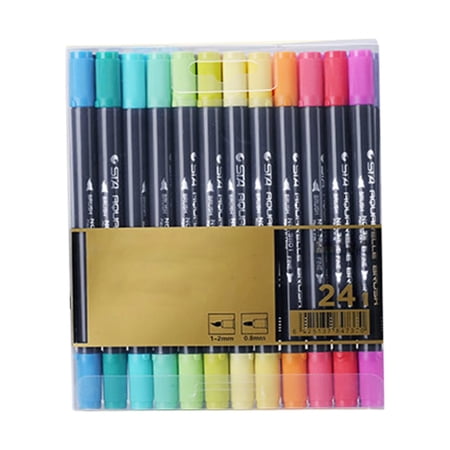 Agiferg 24 Dolor Double Head Color Marker Soft Head Hand Drawn Watercolor Note Marker Pen 15ml ...