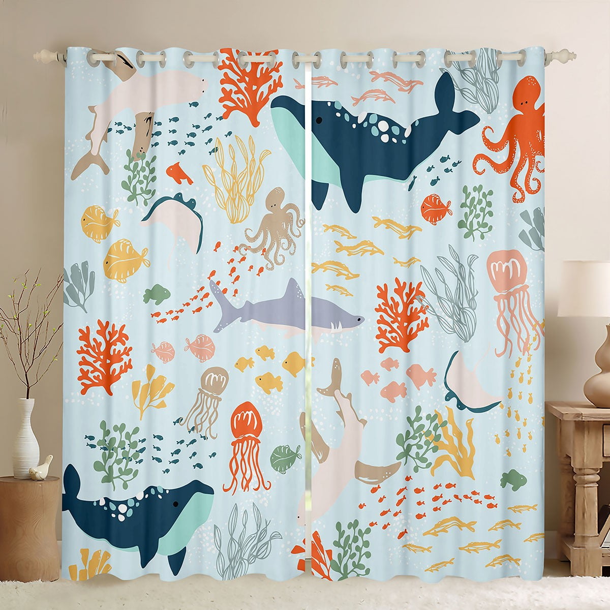 Click here for Erosebridal Kawaii Whale Shark Curtains For Living... prices