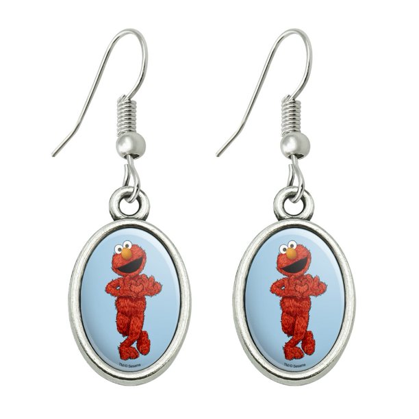 Sesame Street Vintage Elmo Novelty Dangling Drop Oval Charm Earrings ...