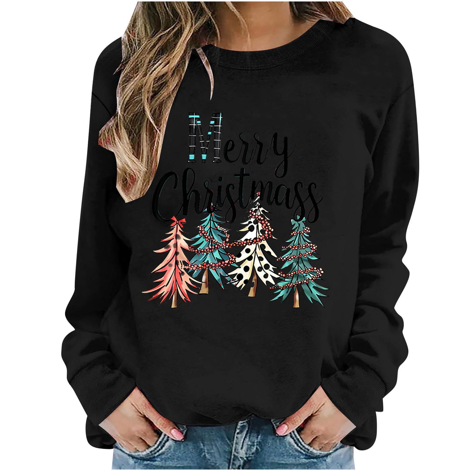Click here for Mgmyaa Christmas Tree Graphic Sweatshirt For Women... prices