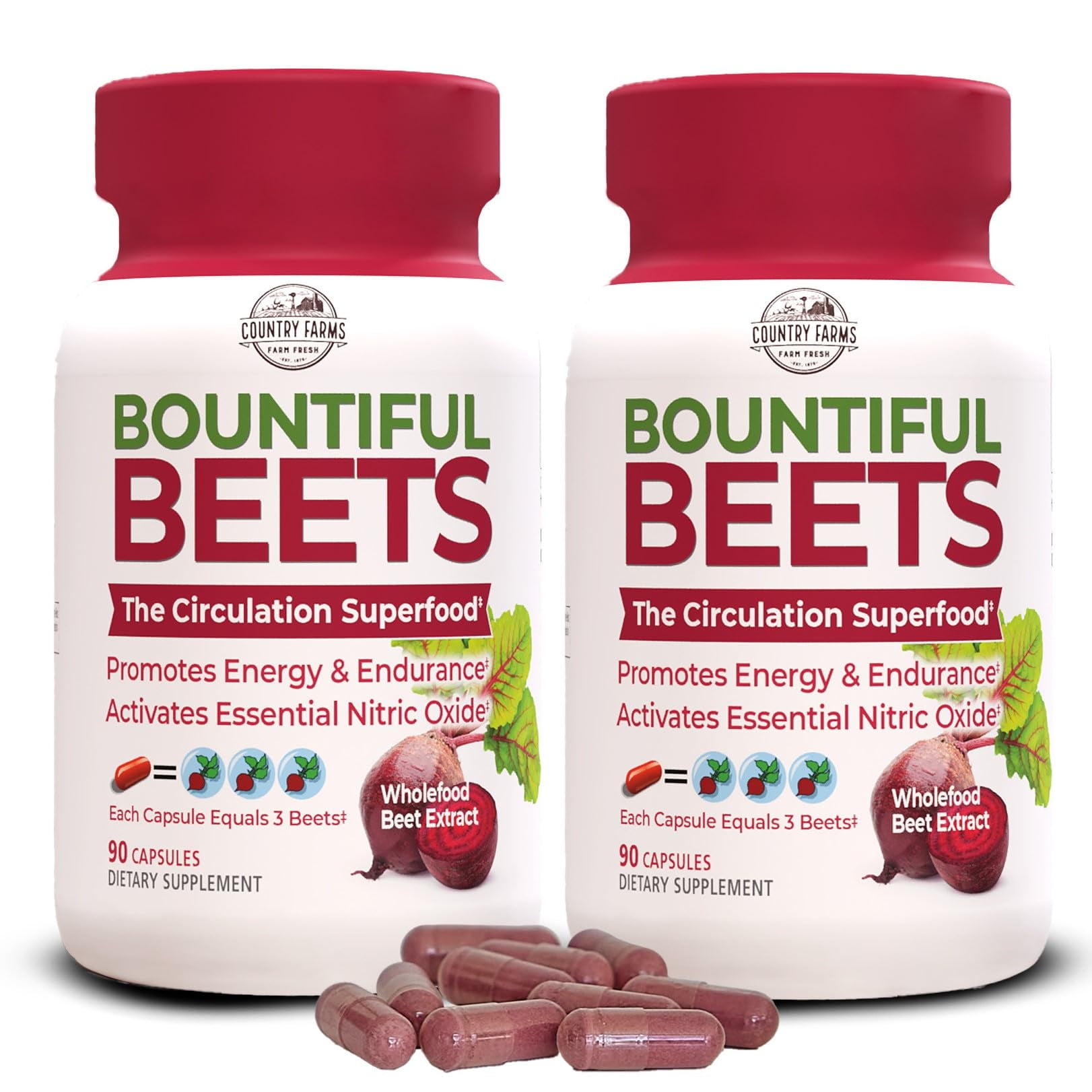 Suplemento COUNTRY FARMS Bountiful Beets Root 180 cápsulas x2 | Walmart ...