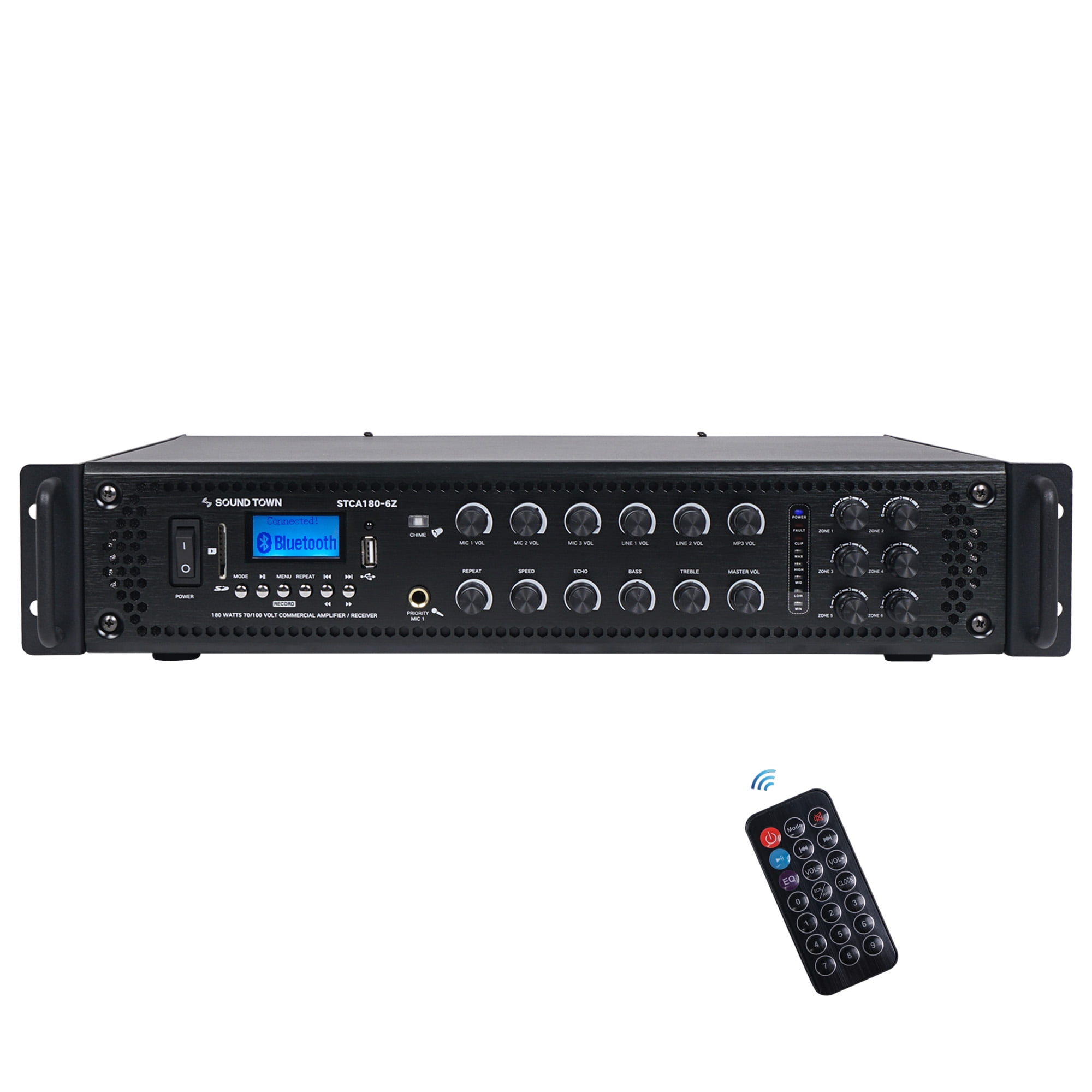 Sound Town 180Watts 6-Zone 70V/100V Commercial Power Amplifier with ...