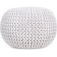 BirdRock Home Knitted Round Pouf Footrest Ottoman - Ivory, Comfortable ...