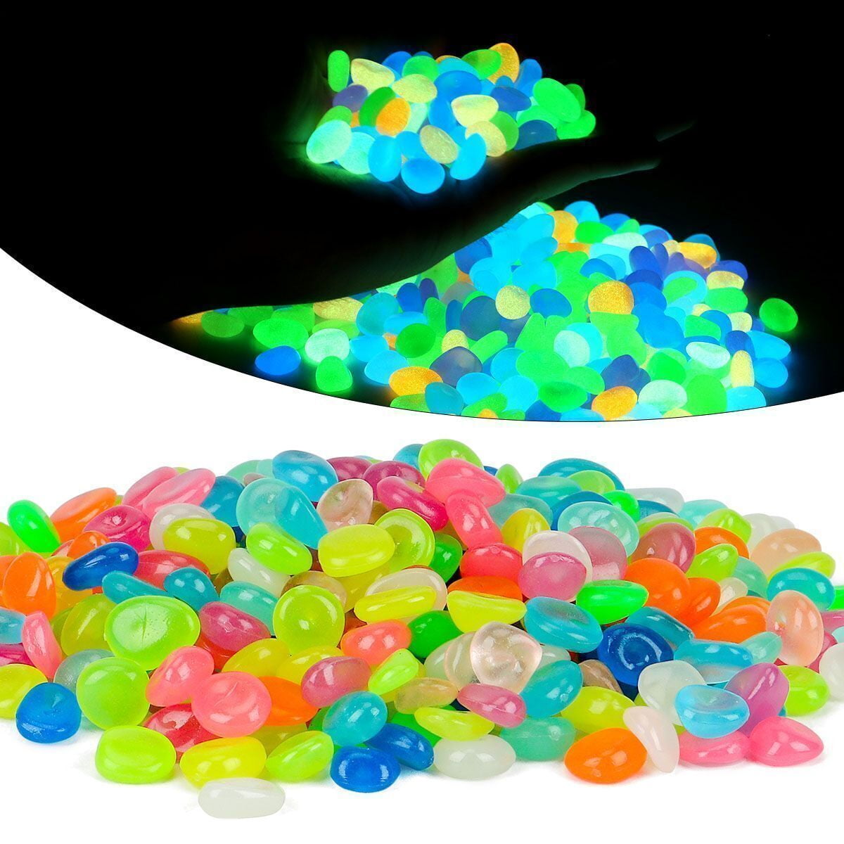 300/600X Glow in The Dark Pebbles Garden Glowing Rocks Fish Tank ...