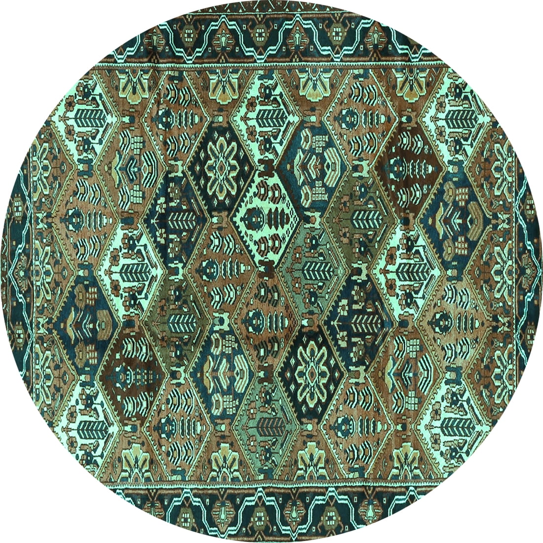 Ahgly Company Indoor Round Persian Turquoise Blue Traditional Area Rugs ...