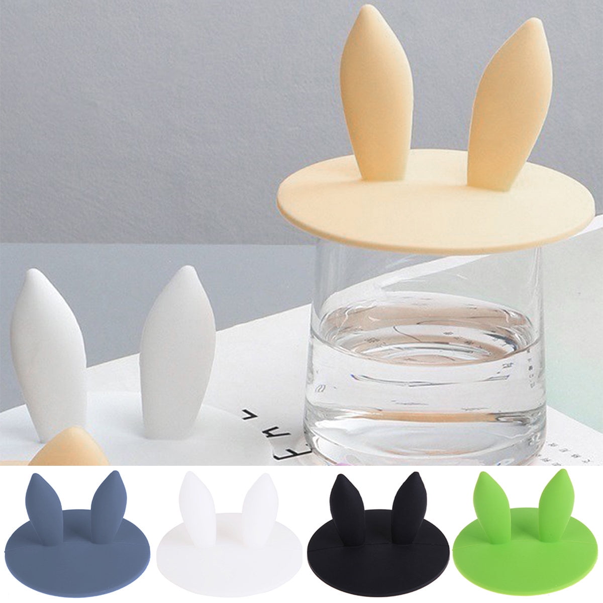 1/4Pcs Dream Lifestyle Cute Rabbit Ears Silicone Cup Lids, Anti-Dust ...