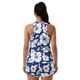 chaqlin Blue Hibiscus Floral Print Women's Tankini Swimsuits Tummy ...
