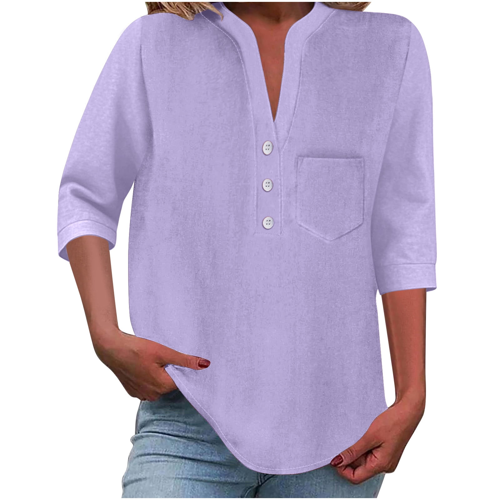 Click here for Tnhcen Plus Size Womens Cotton Button-Up Henley Sh... prices