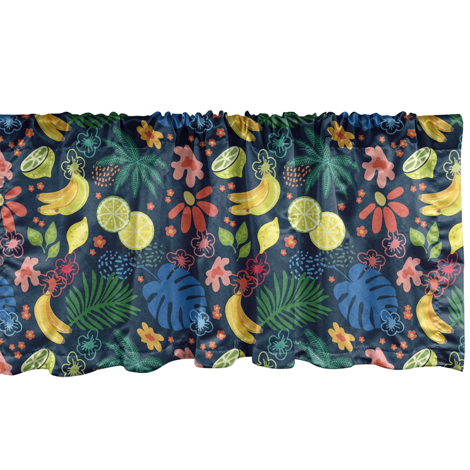 Exotic Window Valance Pack of 2, Colorful Tropical Summer Fruits ...