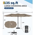 15ft Patio Umbrella with Solar Lights, Outdoor Large Umbrellas with ...