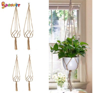 2PCS 47 Inches Hanging Holder Rope, Macrame Jute Indoor/Outdoor Plant ...