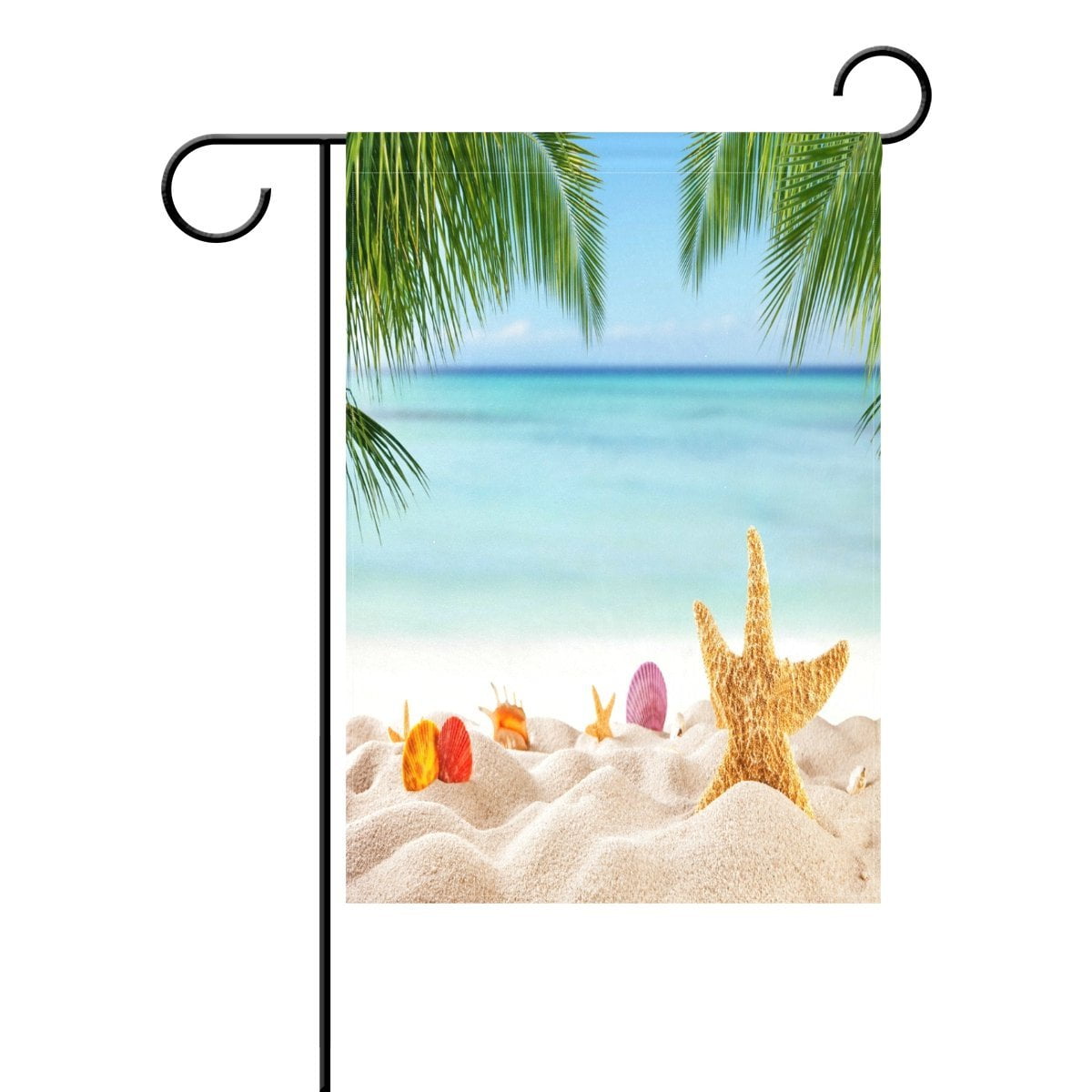 POPCreation Tropical Beach Shell Garden Flag Palm Tree Outdoor Flag ...