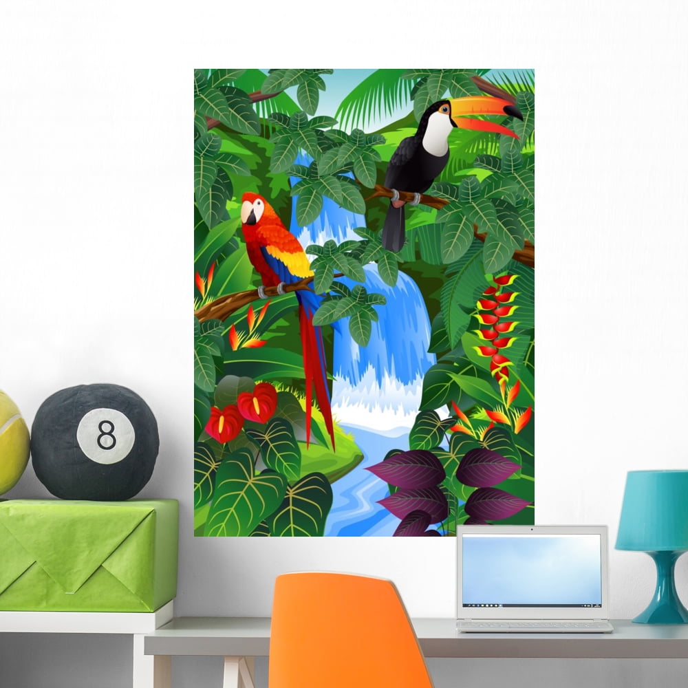 Beauiful Tropical Wall Decal by Wallmonkeys Peel and Stick Graphic (36 ...