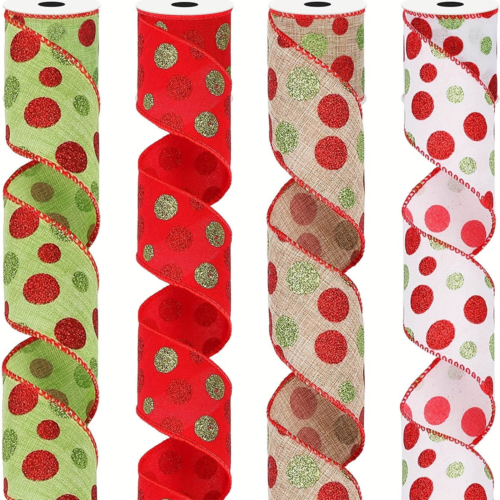 Click here for Topllc 4 Pcs Christmas Ribbon Wired 5 Yards 2.5 In... prices