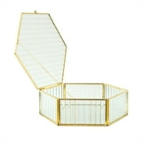 Home Decor Collection Hexagon Ribbed Clear Glass and Brass Hinged Top ...