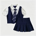 hoksml Girls Cotton School Uniform Set, 3-Piece Outfit with Vest Shirt ...