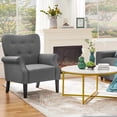 Accent Chair Gray Fabric Wood Armchair AccentChair Upholstered ...