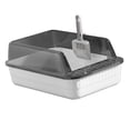 Cat Litter Tray Open Top High Sides Semi Enclosed Space Saving Sturdy ...