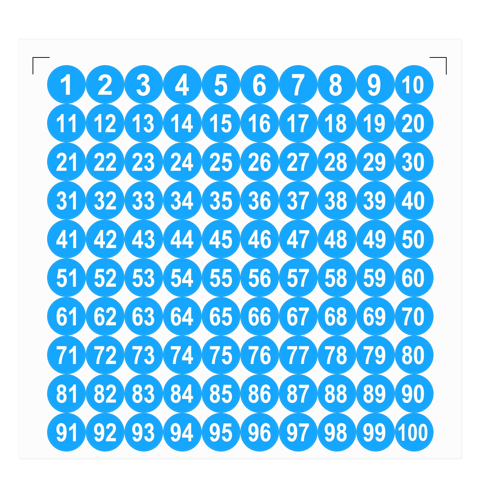 Uxcell 25mm Dia PVC Round Number Stickers Number 1-100 Blue - Walmart.com