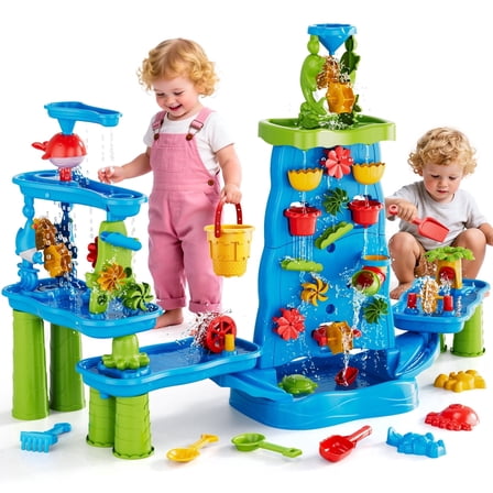Play Day Kids Building Water and Sand Table 13-Piece Outdoor Activity ...