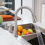 DAYONE 3 Hole Kitchen Faucet, Stainless Steel High Arch Kitchen Sink Faucet with Separate Handle ...