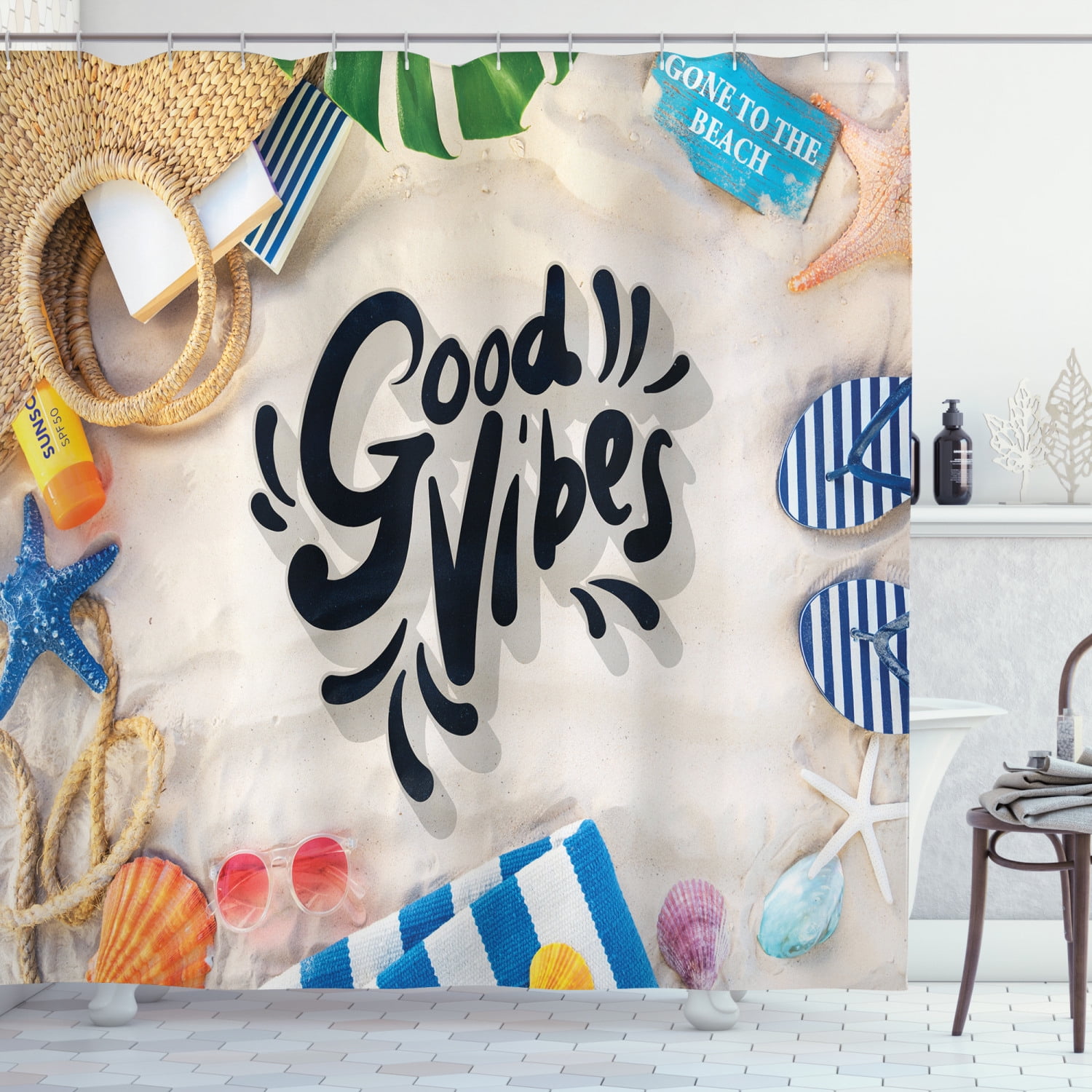 Ambesonne Chill Shower Curtain, Beachme, 69"Wx75"L, Multicolor ...