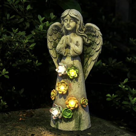 HTWW Garden Decor Angel Statue, Solar Powered Praying Fairy Angel ...