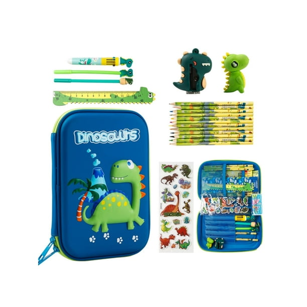 26Pcs Pencil Case Stationery Set for Girls Boys Cute Unicorn dinosaur Pencil Pouch 3D EVA Pencil Pen Box Organizer with Compartment Pencils Eraser Bodega Aurrera en linea