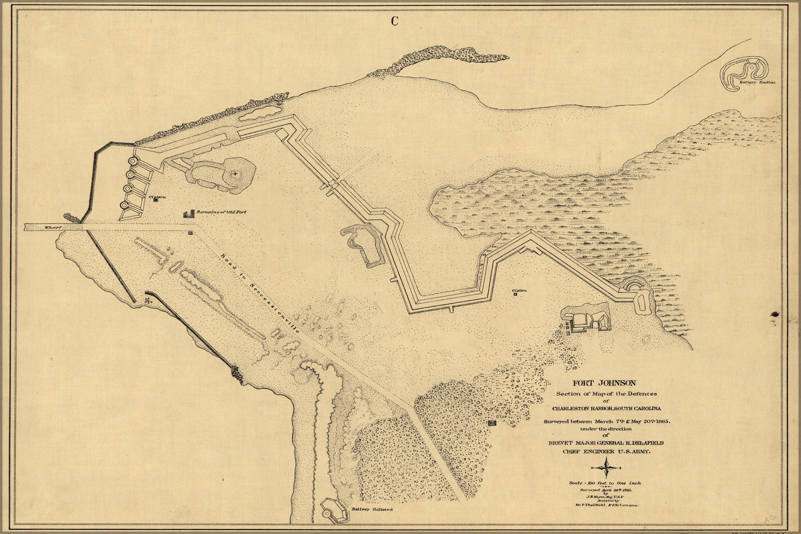 24"x36" Gallery Poster, map Fort Johnson Charleston South Carolina 1865 ...