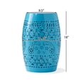 12" Lace Cut Metal End Table, Barrel Shape, No Assembly Required with ...