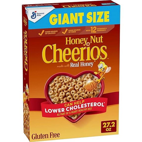 Honey Nut Cheerios Heart Healthy Gluten Free Breakfast Cereal, Mega ...