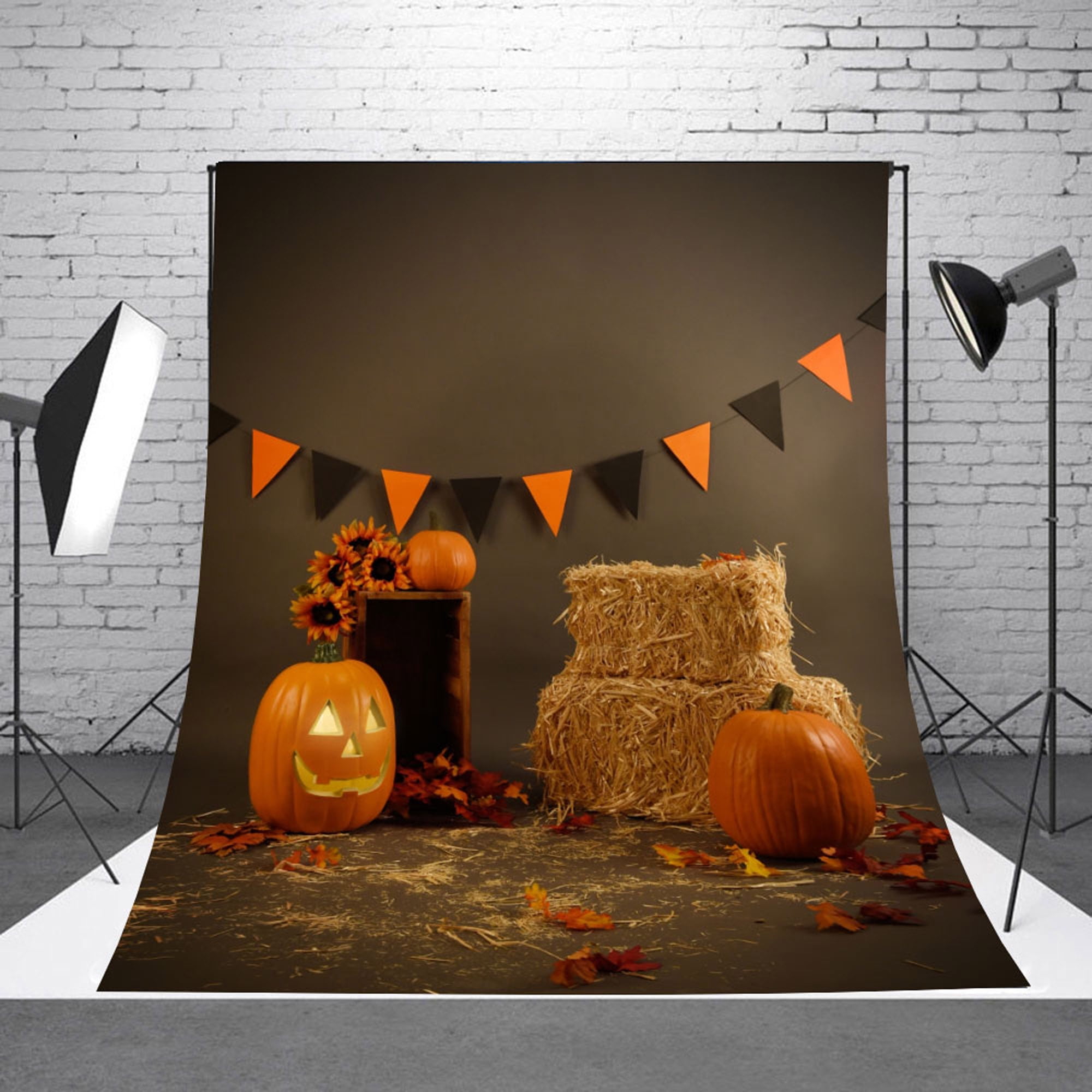 SAYFUT 7x5ft/ 5x7ft Backdrop Horror Pumpkin Grungy Iron Front Gate of ...