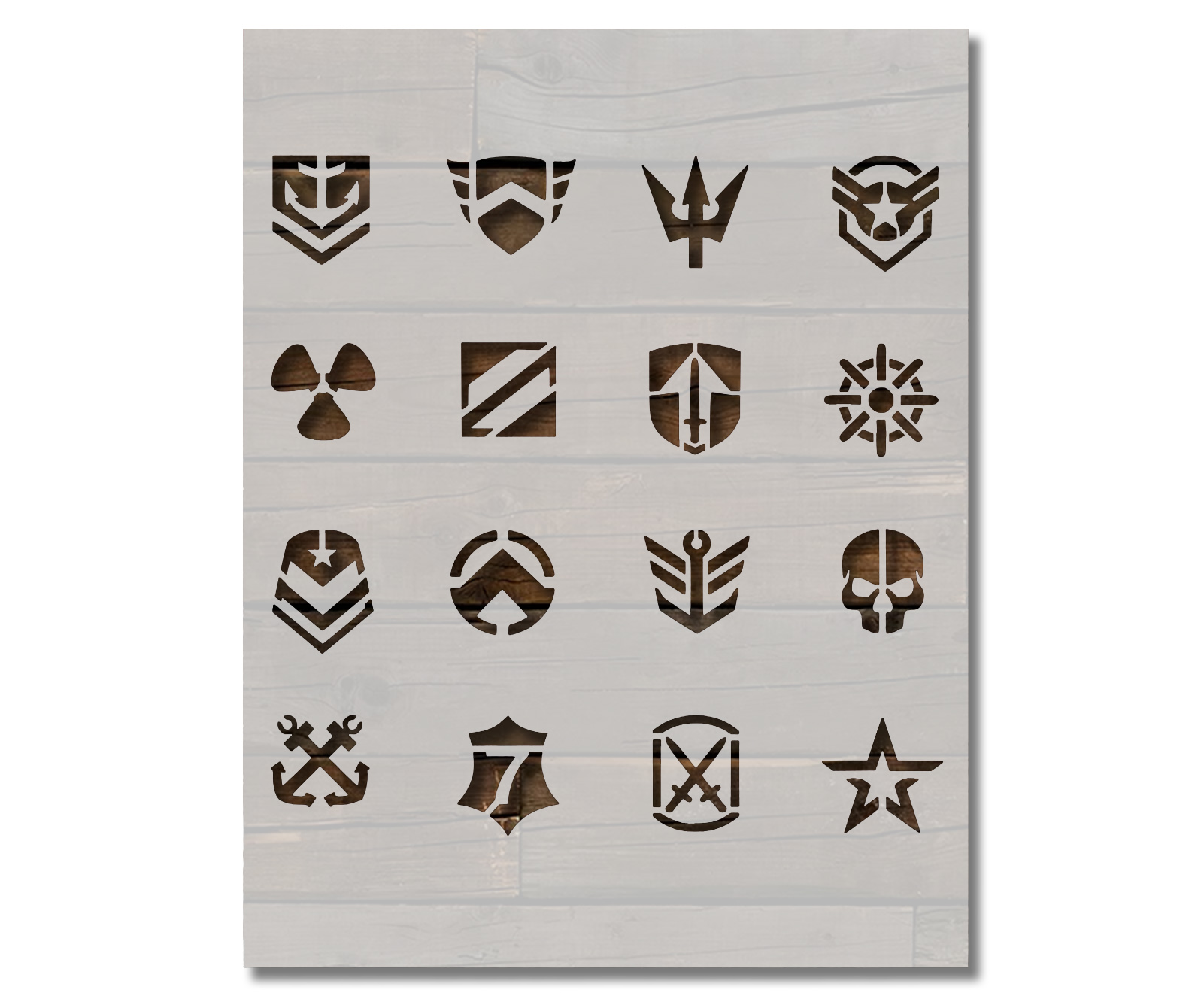 Military Symbols Patches Ranks Stencil Template Reusable 8.5 x 11 for ...