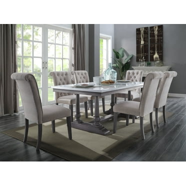 Acme Pervis Dining Set in Black & Clear Glass Indoor 60"W x 36"L x 38"H ...