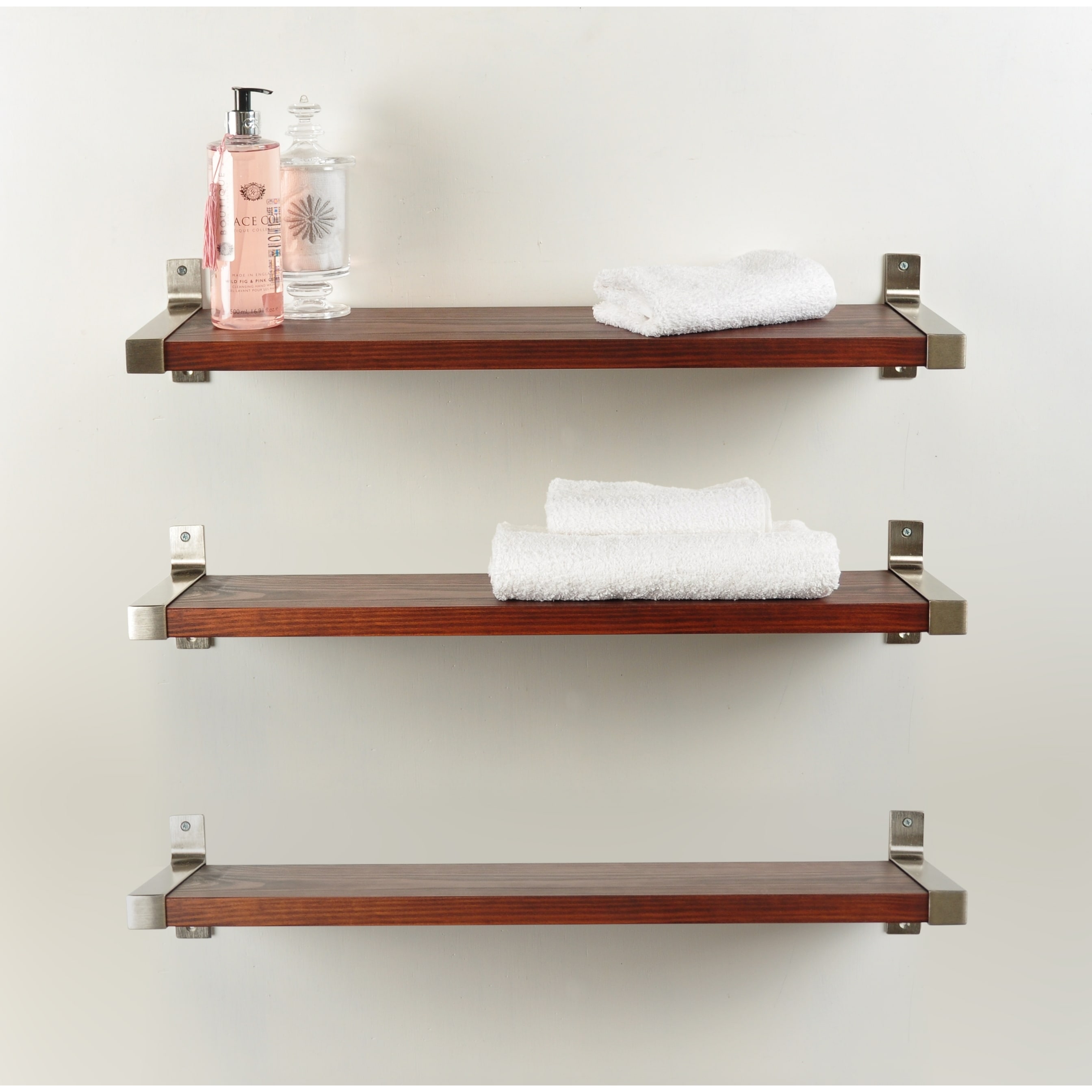 BrandtWorks 3 Piece Industrial Modern Wood Wall Shelf Set - Walmart.com