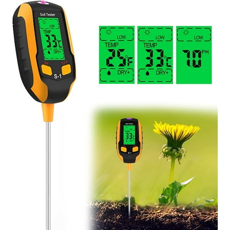 Upgraded four in one soil pH meter (S1), soil hygrometer with light/PH ...