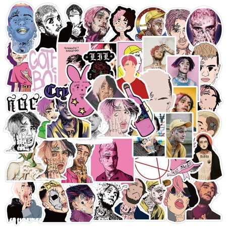 Rap Singer Lil Peep Stickers for Water Bottles 50 Pack Cute,Waterproof ...