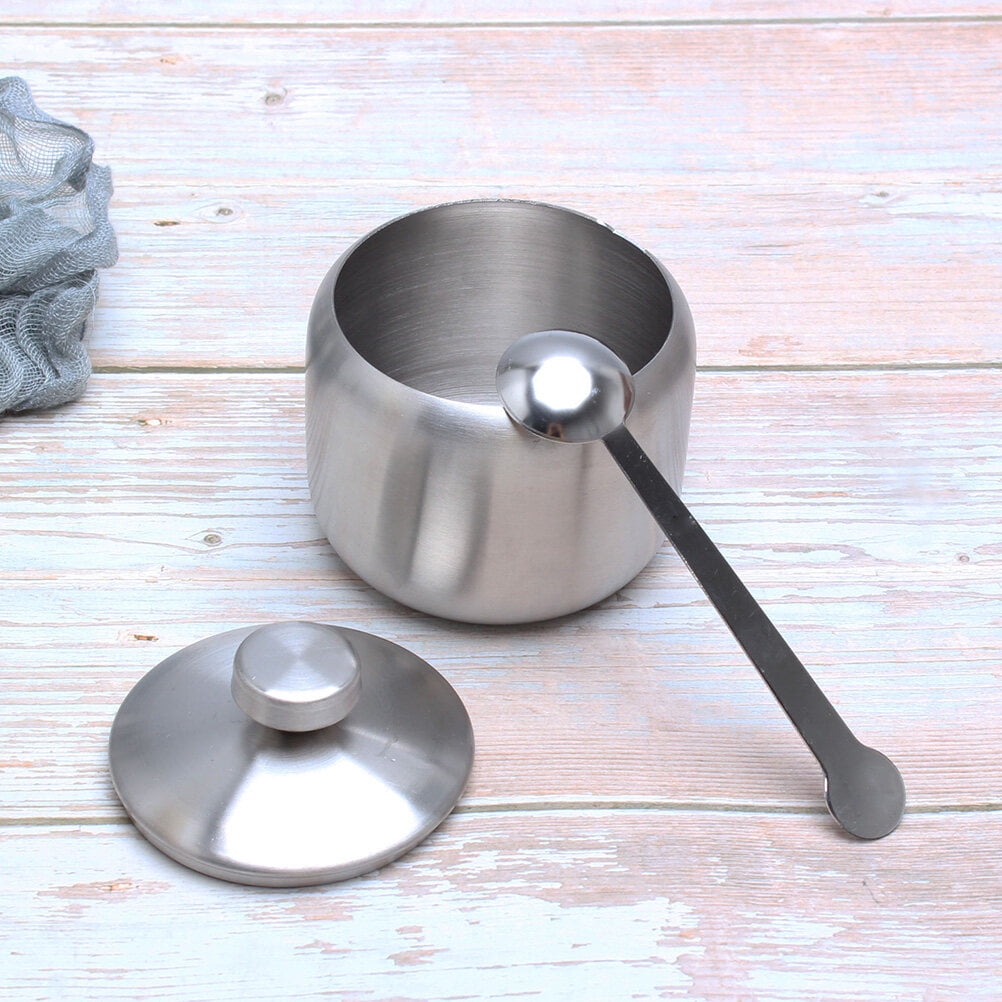 Seasoning Jars Stainless Steel Salt Canister with Spoon Kitchen Spice ...
