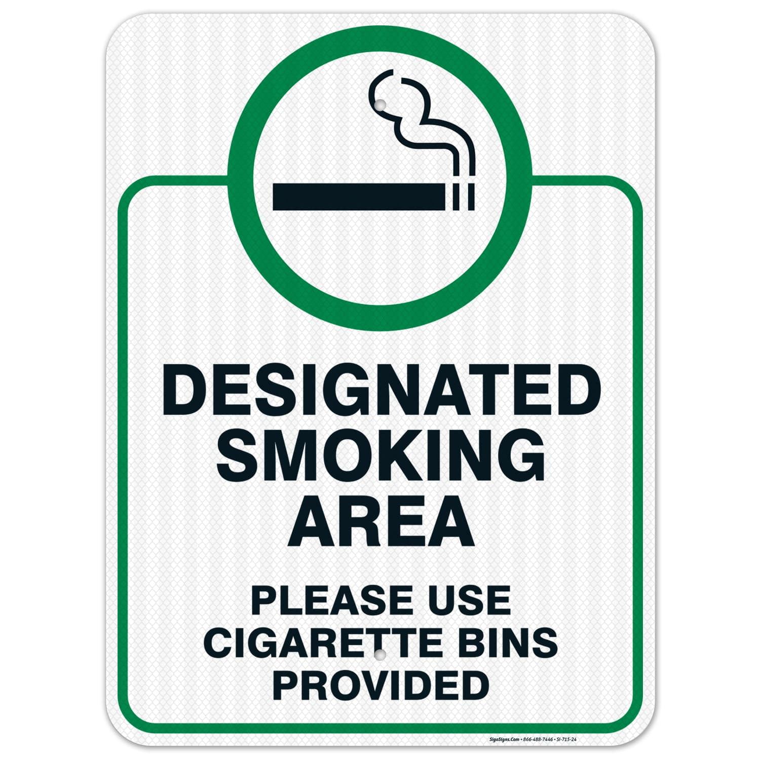 Designated Smoking Area Sign, Please Use Cigarette Bins Sign, - Walmart.com