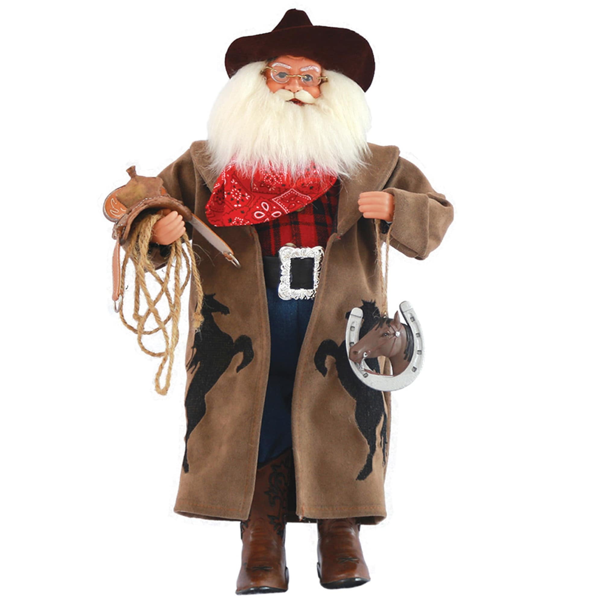 18 inch Cowboy Santa with Horseshoe - brown - Walmart.com