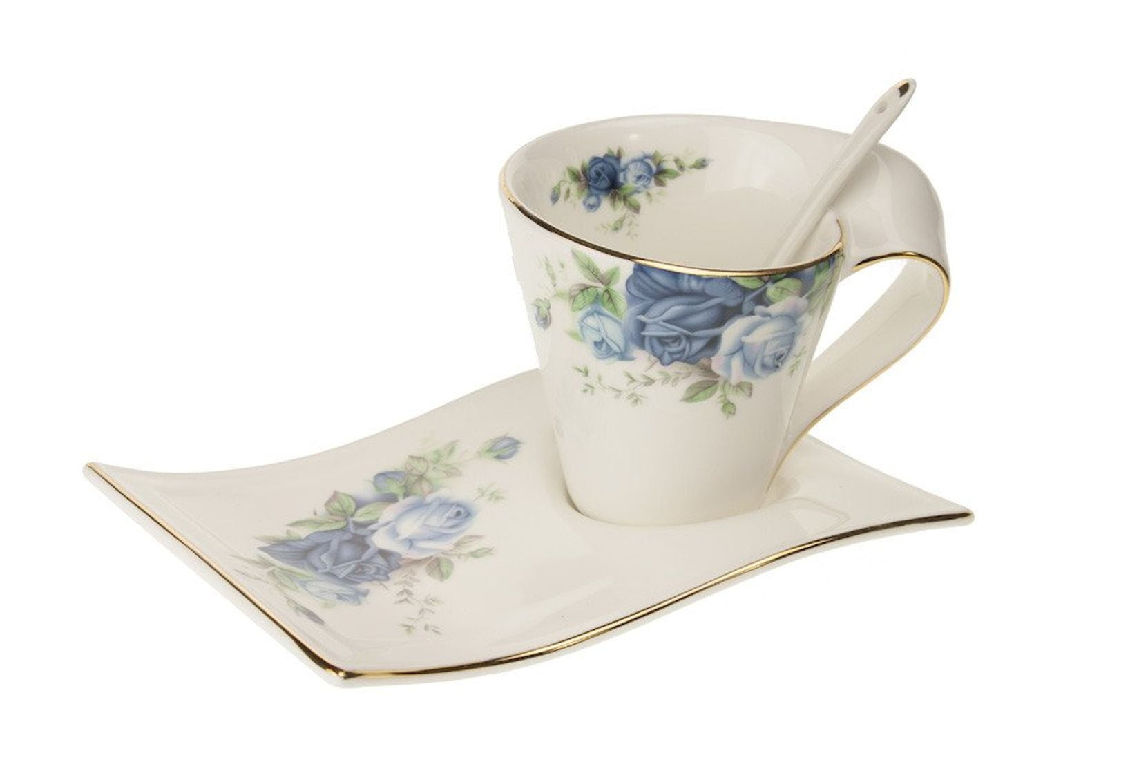 Blue Roses Cup and Saucer Set - Walmart.com