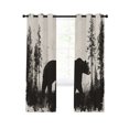 Brown Bear Forest Silhouette Blackout Curtains 2 Panels, Retro Animal ...