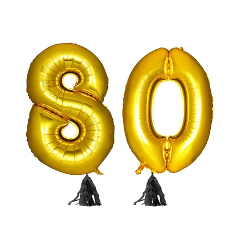 40 Inch Golden Number 80th Balloon Party Festival Decorations Birthday ...