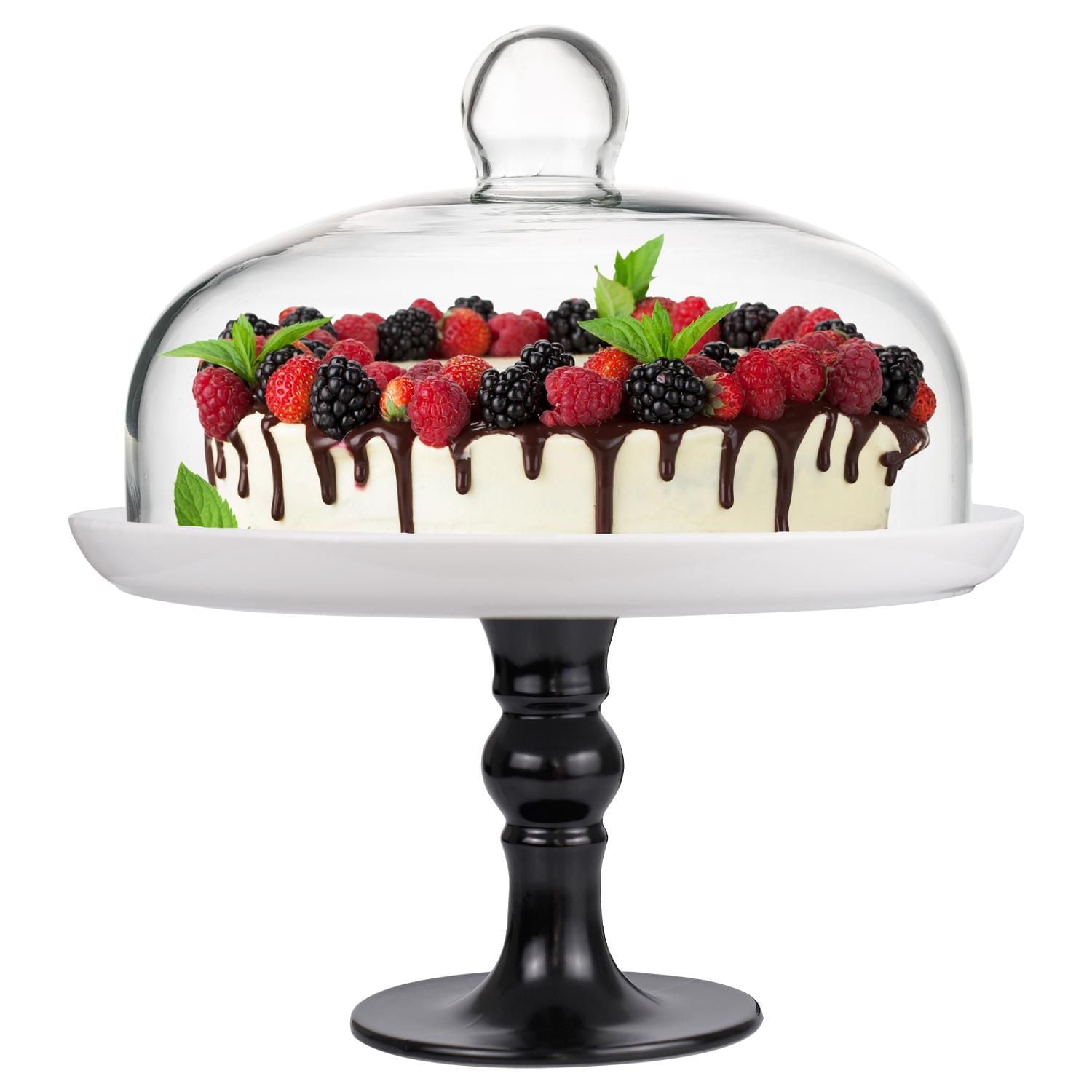 Click here for Brilliant Footed Pedestal Cake Stand And Clear Dom... prices