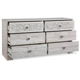 Signature Design by Ashley Paxberry Boho 6 Drawer Dresser, Whitewash ...